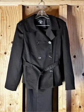 Georgio St. Angelo | Jackets & Coats | Black Doublebreasted Belted ...